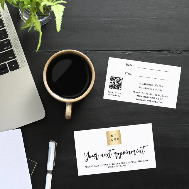 White QR code business logo appointment card | Zazzle