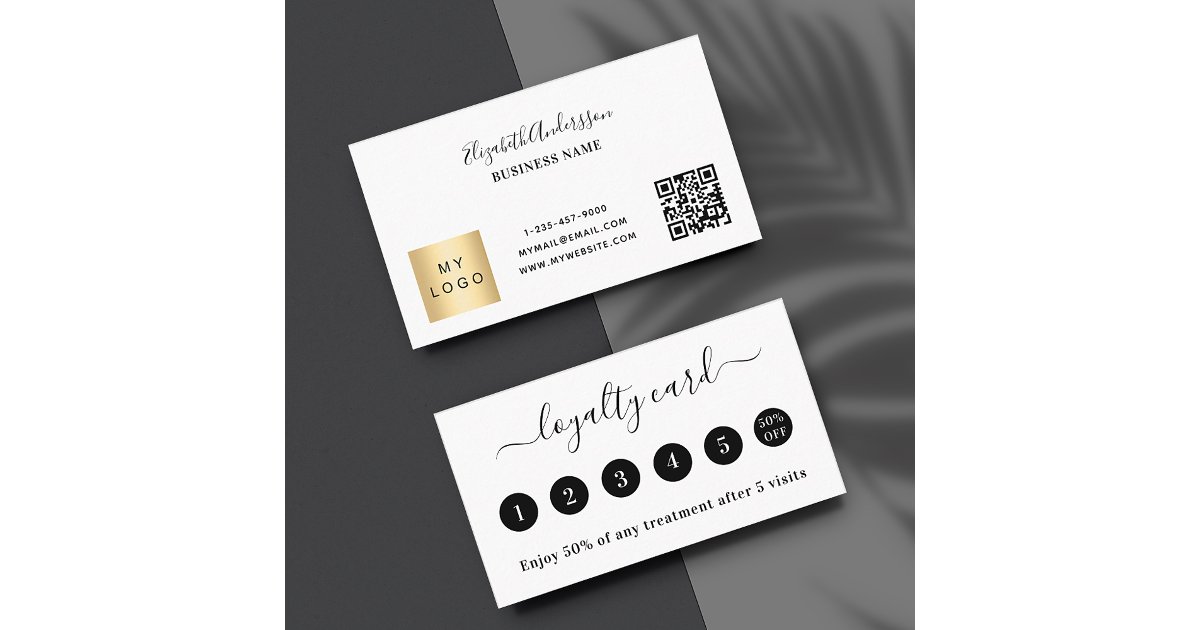 White qr code business logo loyalty card | Zazzle