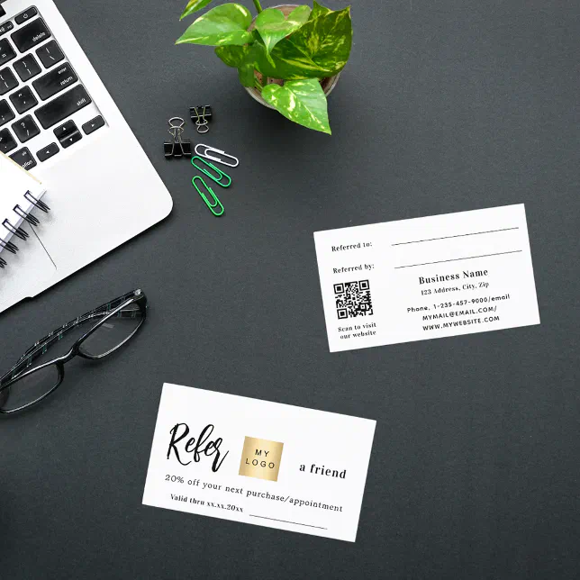 White Qr Code Business Logo Referral Card Zazzle White Qr Code Business Logo Referral Card Zazzle