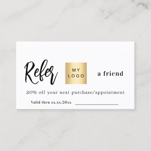 White qr code business logo referral card | Zazzle