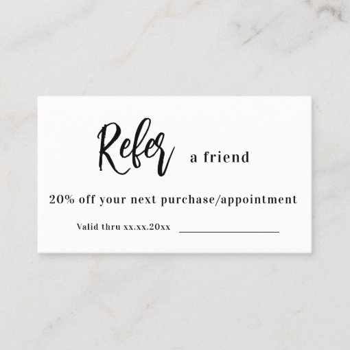White qr code business referral card | Zazzle