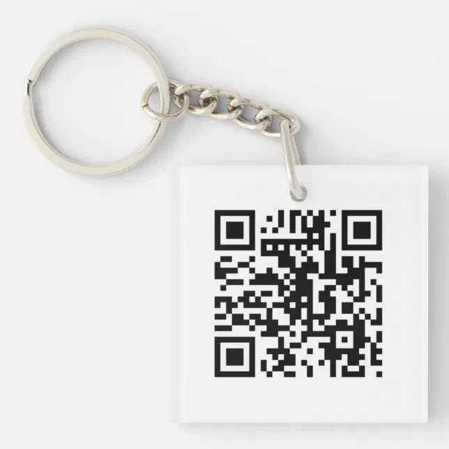 White QR CODE Custom Key Chain | Zazzle