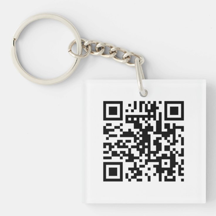 White QR CODE Custom Key Chain | Zazzle