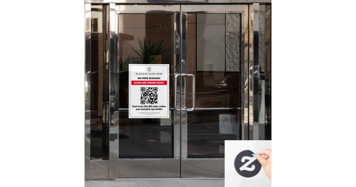 White | QR Code Menu Scan Order Pay Pick up Window Window Cling | Zazzle