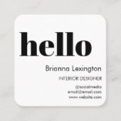 White | QR Code Social Media Hello Square Business Card | Zazzle