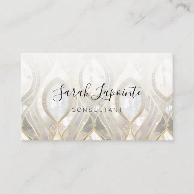 White Quartz & Gold Elegant Design Business Card | Zazzle