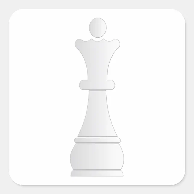 White queen chess piece square sticker | Zazzle