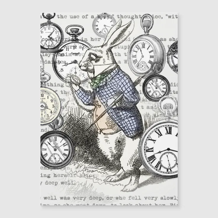 White Rabbit Alice in Wonderland Clocks | Zazzle