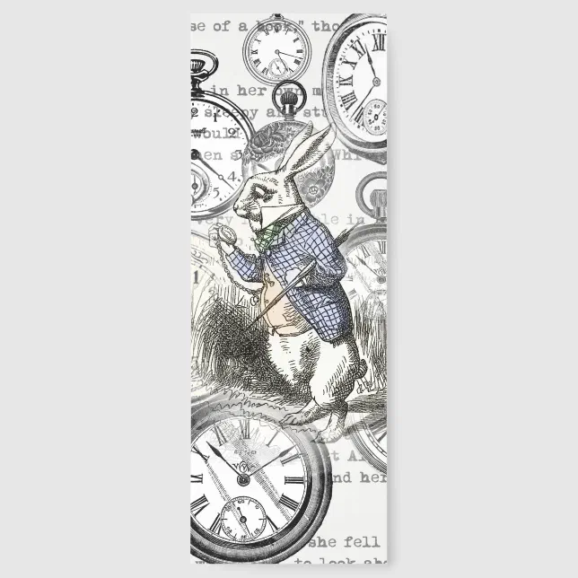 White Rabbit Alice in Wonderland Clocks Bookmarks | Zazzle