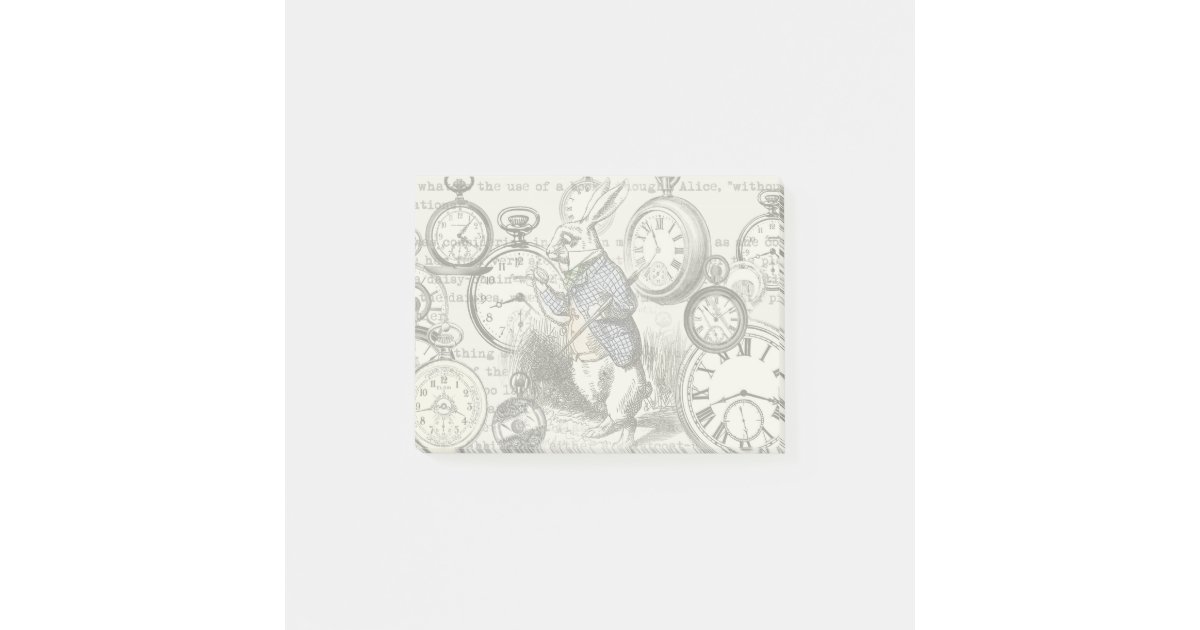 White Rabbit Alice in Wonderland Clocks Post-it Notes | Zazzle