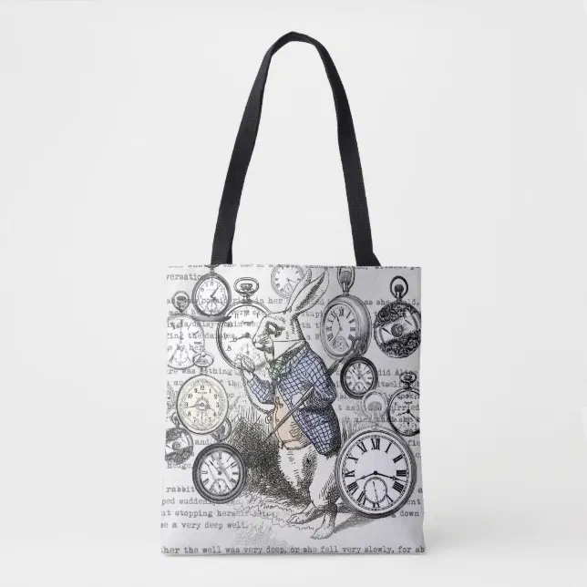 White Rabbit Alice in Wonderland Clocks Tote Bag | Zazzle
