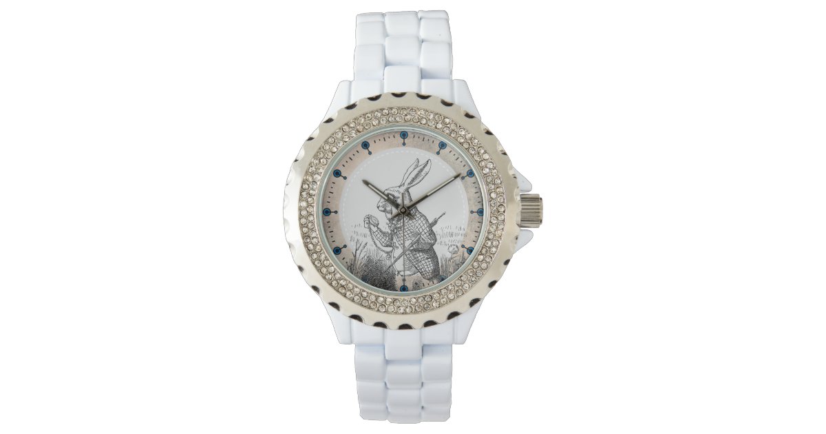 White Rabbit Alice (In Wonderland) Enamel Watch | Zazzle