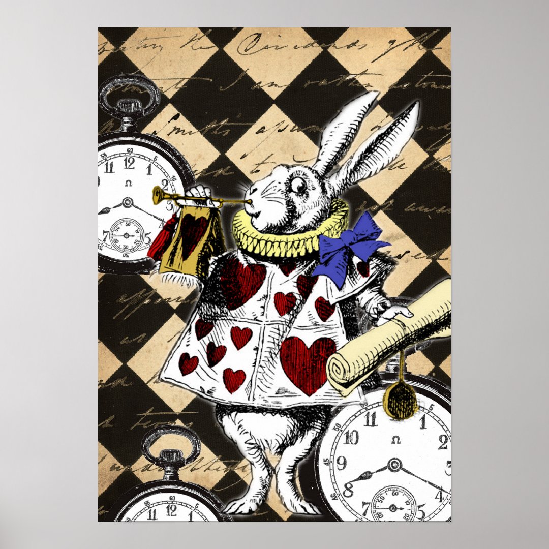 White Rabbit Alice in Wonderland Poster Print | Zazzle