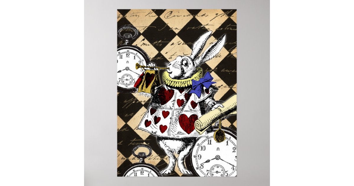 White Rabbit Alice in Wonderland Poster Print | Zazzle