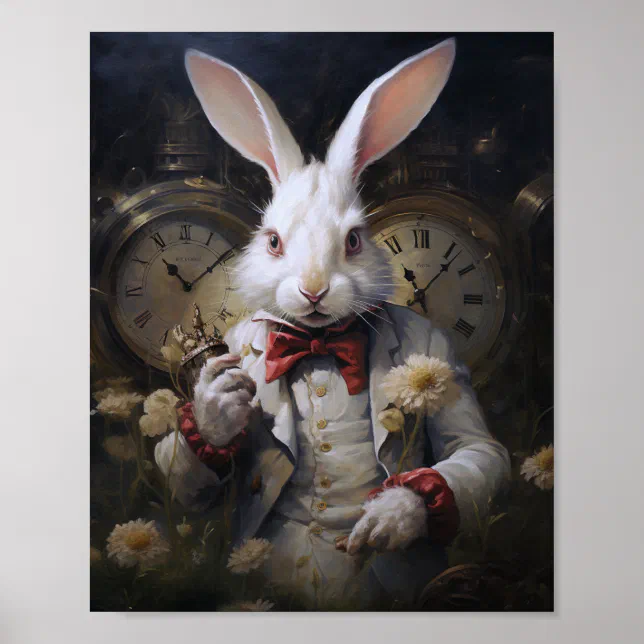 White Rabbit Always Late Poster | Zazzle