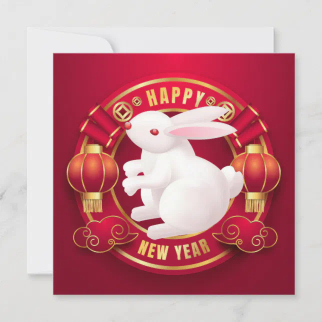 White Rabbit Chinese New Year Invitation | Zazzle