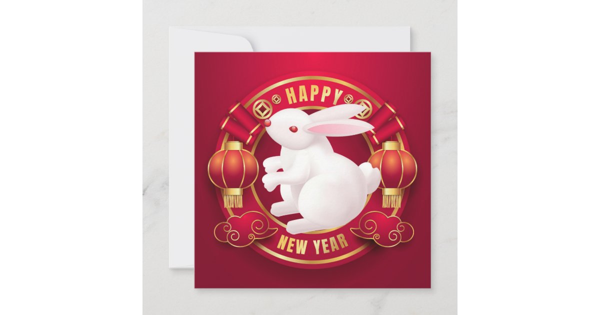 White Rabbit Chinese New Year Invitation | Zazzle