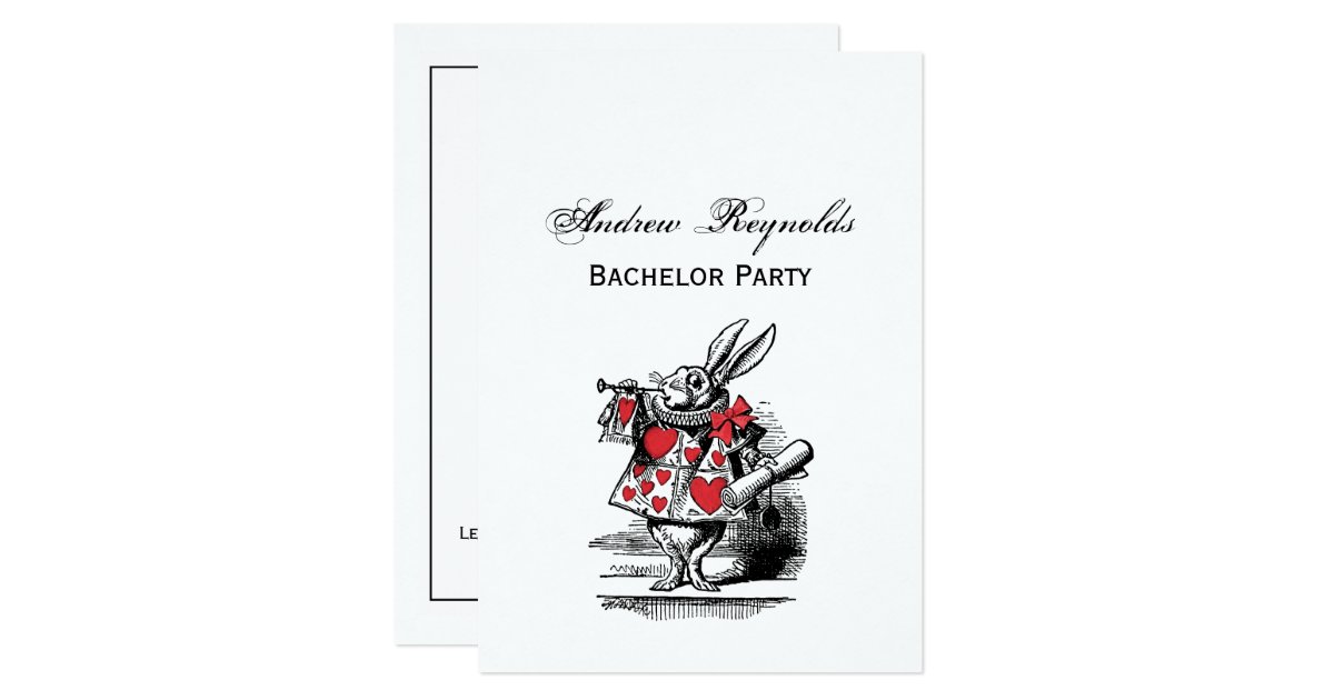 White Rabbit Court Trumpeter Alice In Wonderland Invitation