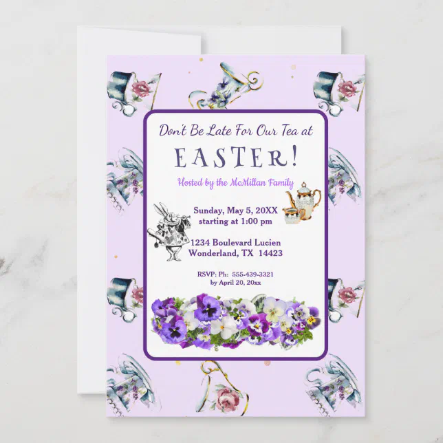 White Rabbit Easter Tea Party Invitation | Zazzle