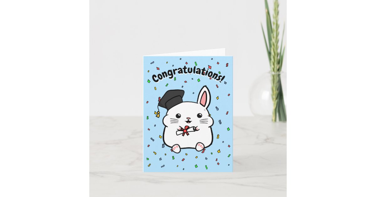 White Rabbit Graduation Card, Graduation Rabbit Card | Zazzle