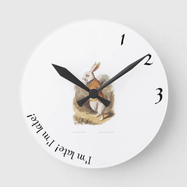 White Rabbit I'm Late! Clock | Zazzle