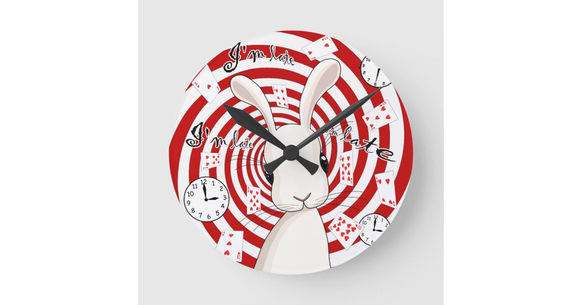 White rabbit in Wonderland Round Clock | Zazzle