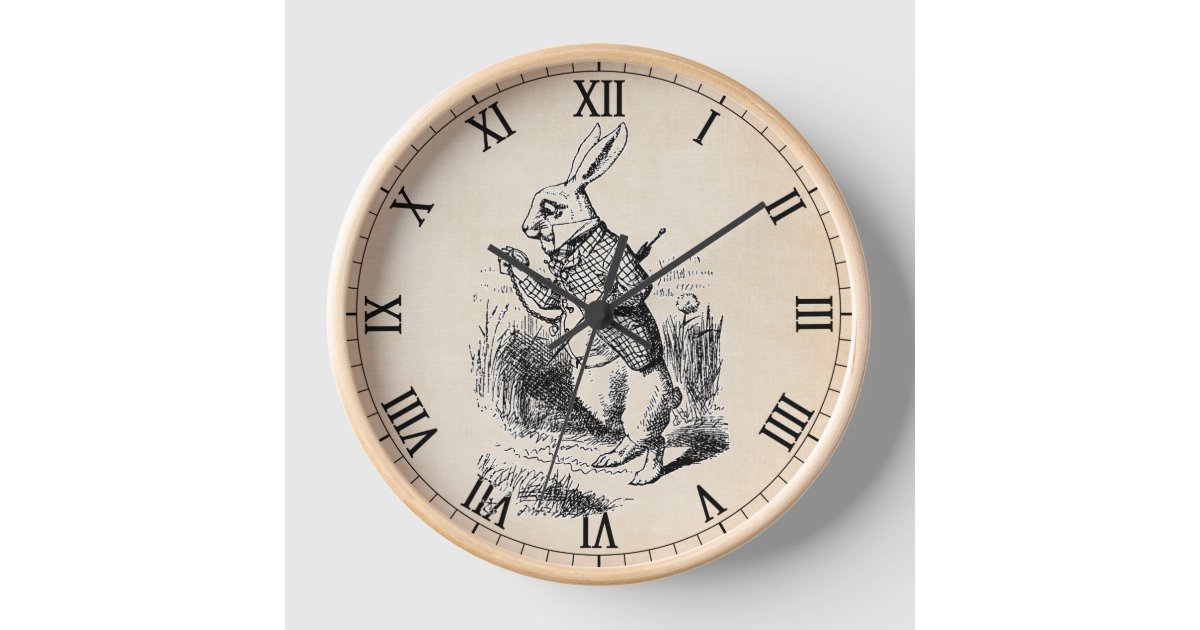 White Rabbit Large Round Clock | Zazzle
