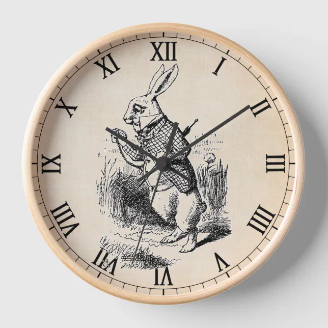 White Rabbit Large Round Clock | Zazzle