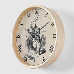 White Rabbit Large Round Clock | Zazzle