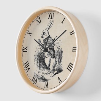 White Rabbit Large Round Clock | Zazzle