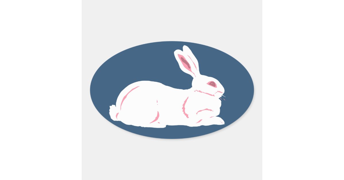 White Rabbit Oval Sticker | Zazzle