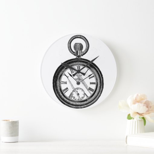 White Rabbit Pocket Watch Clock | Zazzle