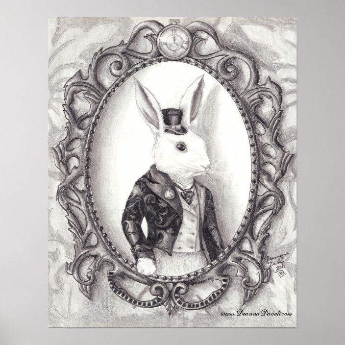 White Rabbit Poster White Rabbit Art Wonderland | Zazzle.com