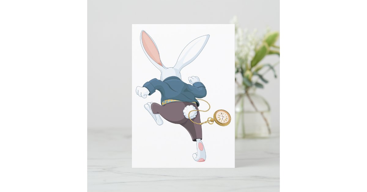 White Rabbit Running Away Invitation | Zazzle