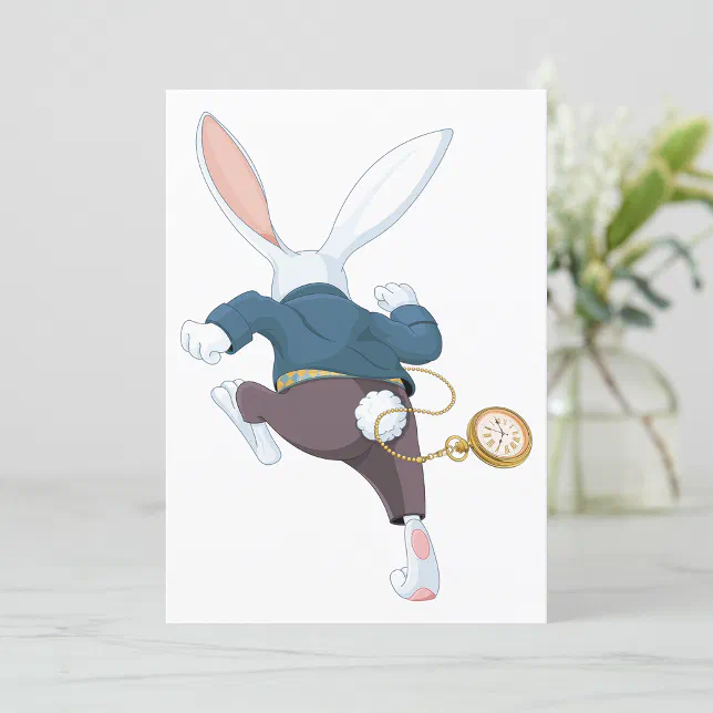 White Rabbit Running Away Invitation | Zazzle