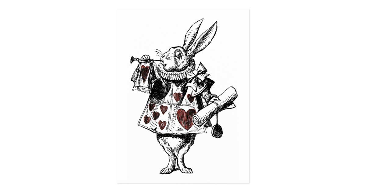 White Rabbits of Hearts - Alice in Wonderland Postcard | Zazzle.com