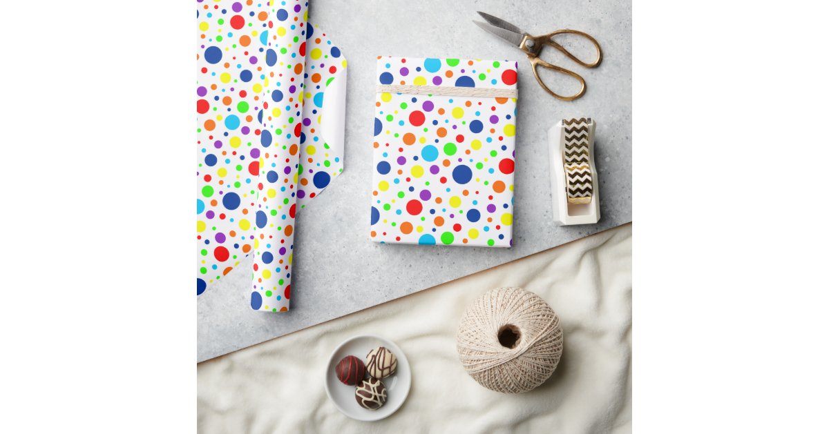 White Rainbow Spots Wrapping Paper | Zazzle