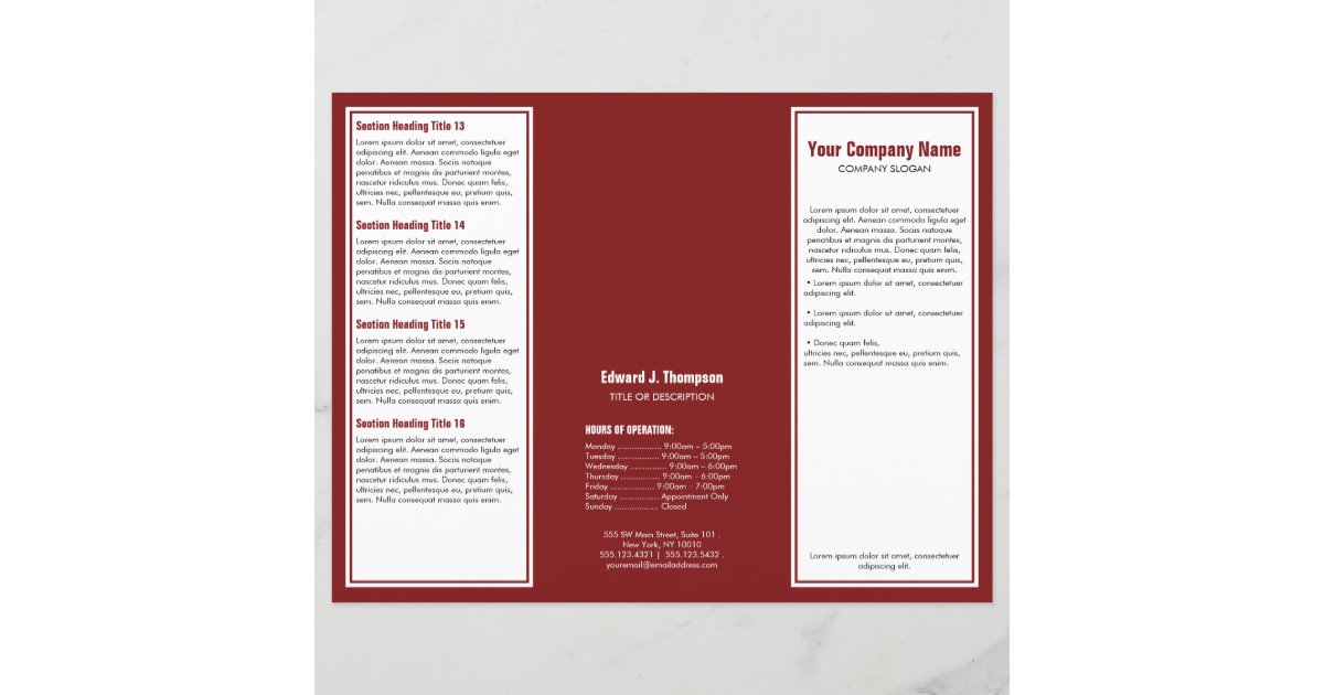 White Red Simple Border Brochure | Zazzle