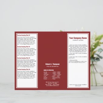 White Red Simple Border Brochure | Zazzle