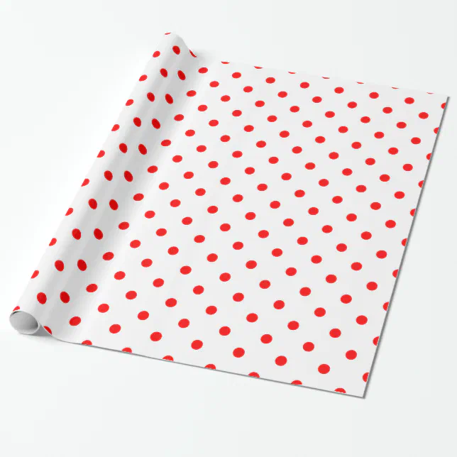 White Red Spotty Polka Dot Pattern Wrapping Paper | Zazzle