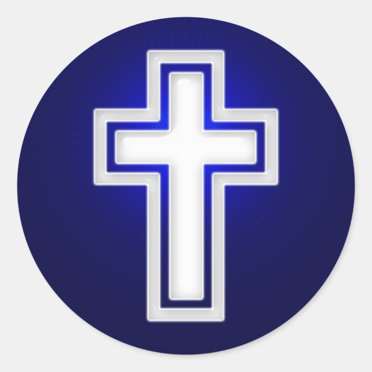 White Religious Cross | Christian Classic Round Sticker | Zazzle