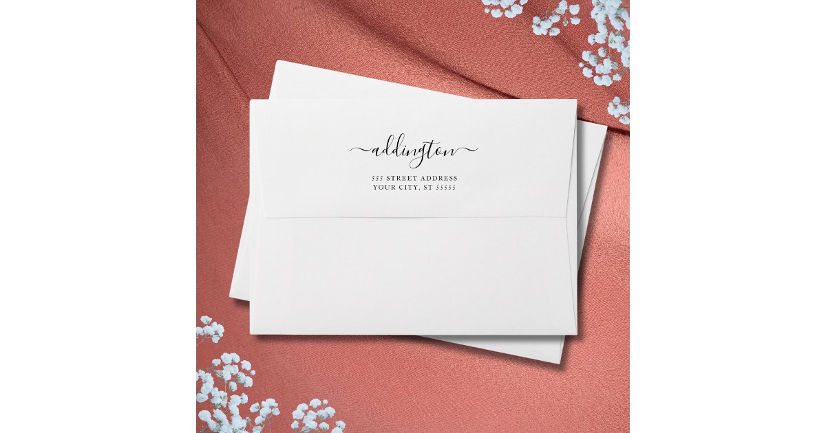 White Return Address Handwritten Wedding 5x7 Envelope | Zazzle