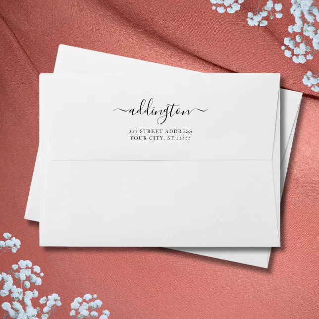 White Return Address Handwritten Wedding 5x7 Envelope | Zazzle