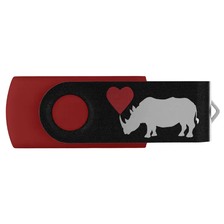 White-Rhino-With-Heart Flash Drive | Zazzle