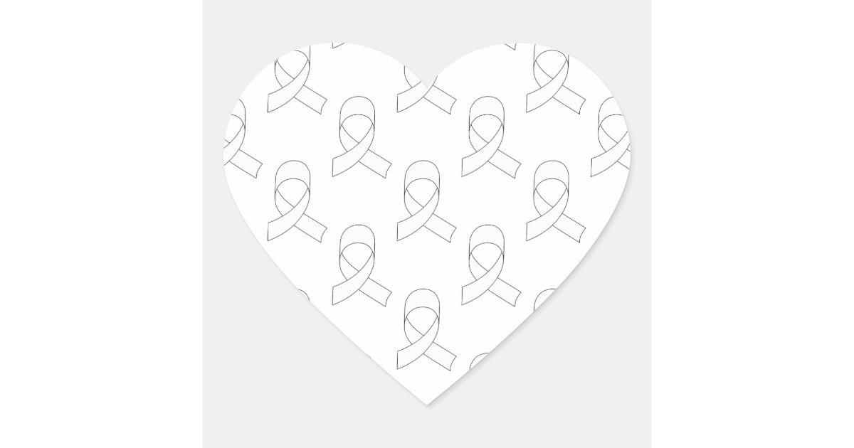 White Ribbon Pattern Heart Sticker | Zazzle