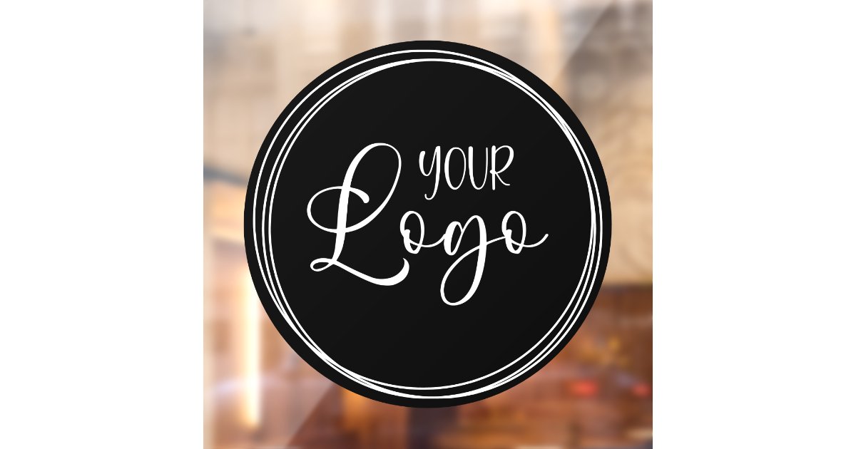 White Rings for Your Business Logo Black Window Cling | Zazzle