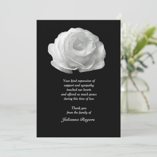 White Rose Bereavement Thank You Notecards | Zazzle