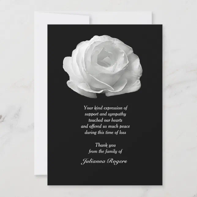 White Rose Bereavement Thank You Notecards | Zazzle