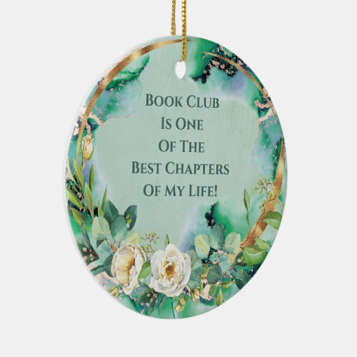 White Rose Book Club Friendship Monogram Ceramic Ornament | Zazzle