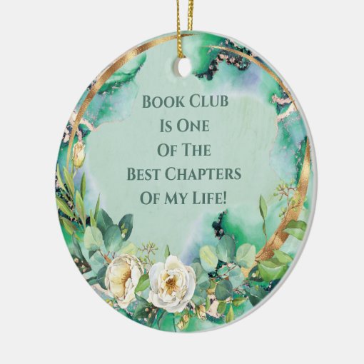 White Rose Book Club Friendship Monogram Ceramic Ornament | Zazzle